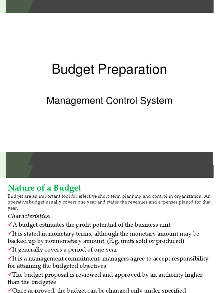 Budget Preparation MCS | PDF | Expense | Budget