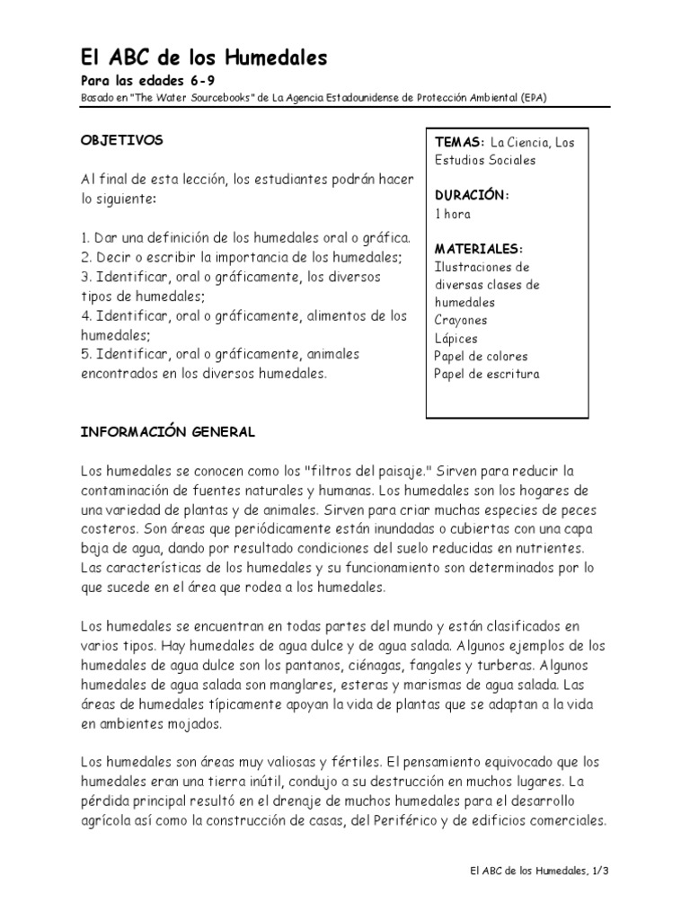 Introducción a los Humedales para Niños | PDF | Humedal | Agua