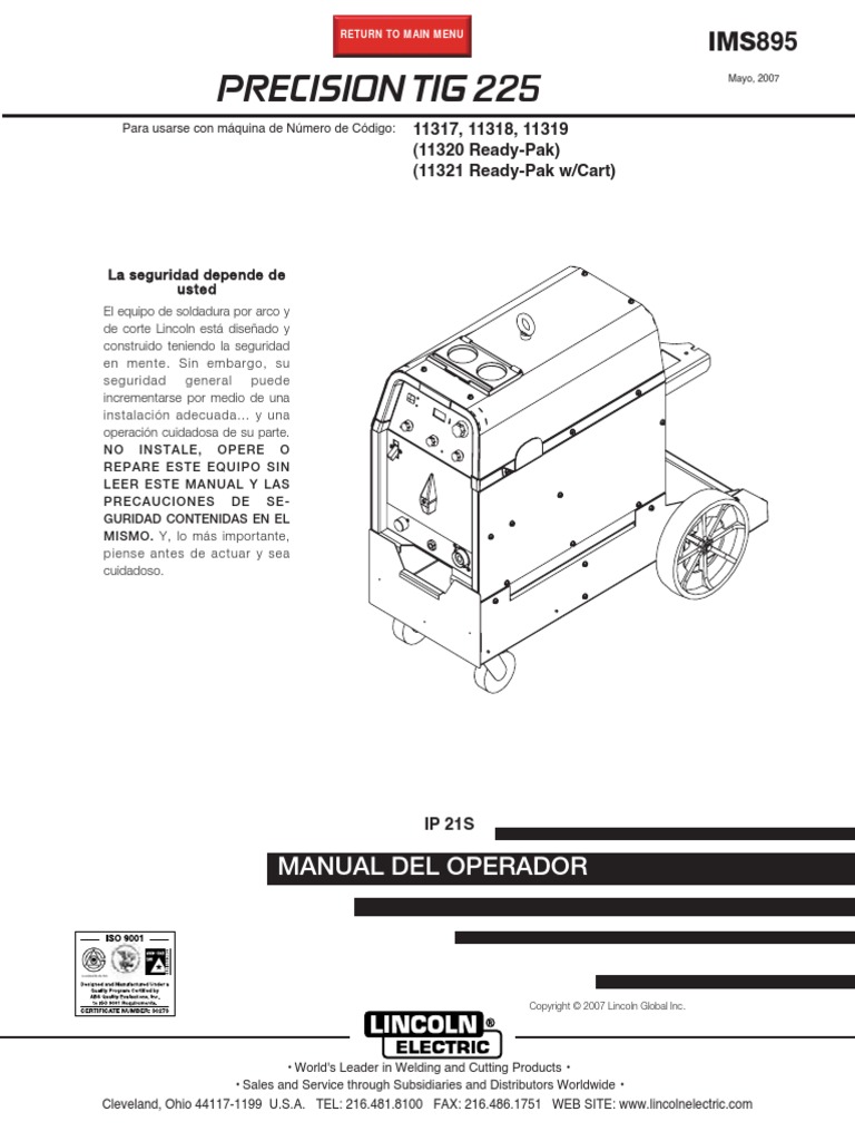 Lincoln Precision Tig 225 | PDF | Soldadura | Construcción