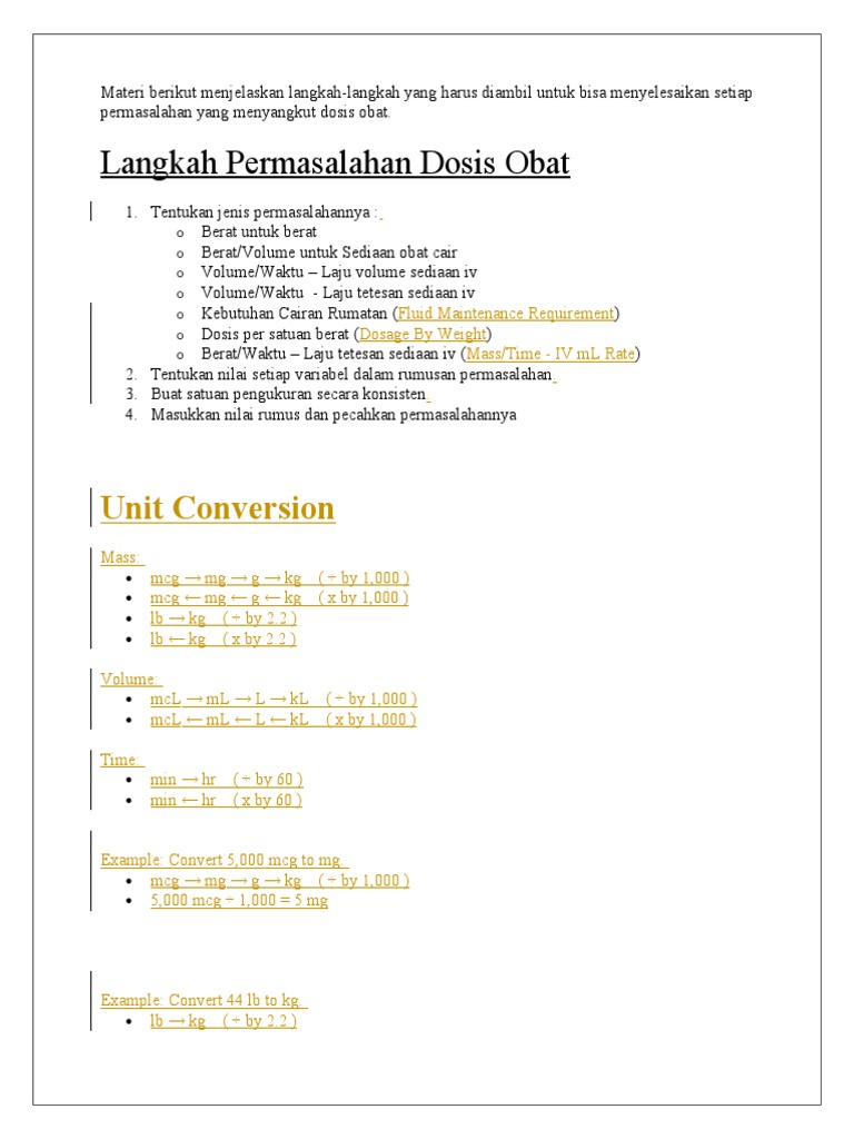 Perhitungan Dosis Obat | PDF | Perawatan Medis | Farmakologi