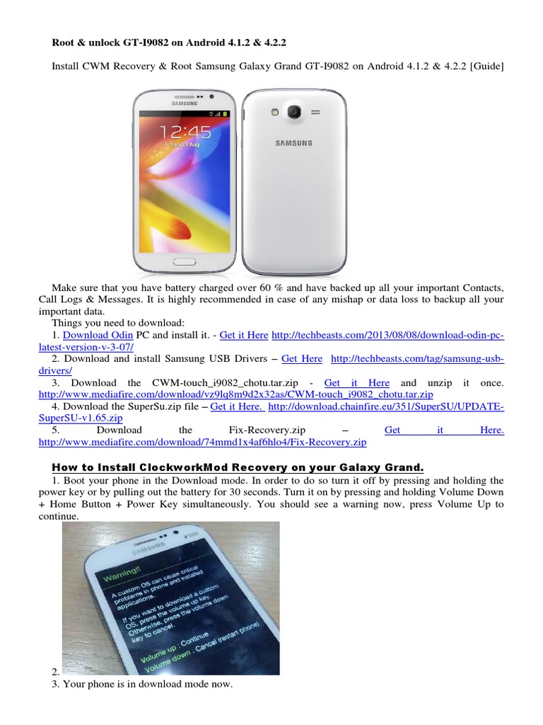 Root & Unroot I9082 v4.2.2 | PDF | Booting | Android (Operating System)