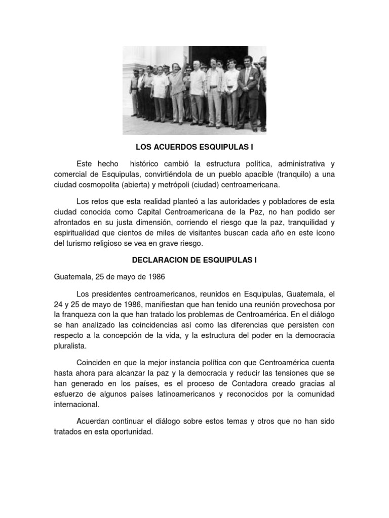 Acuerdos de Esquipulas I y II | PDF | Centroamérica | Democracia