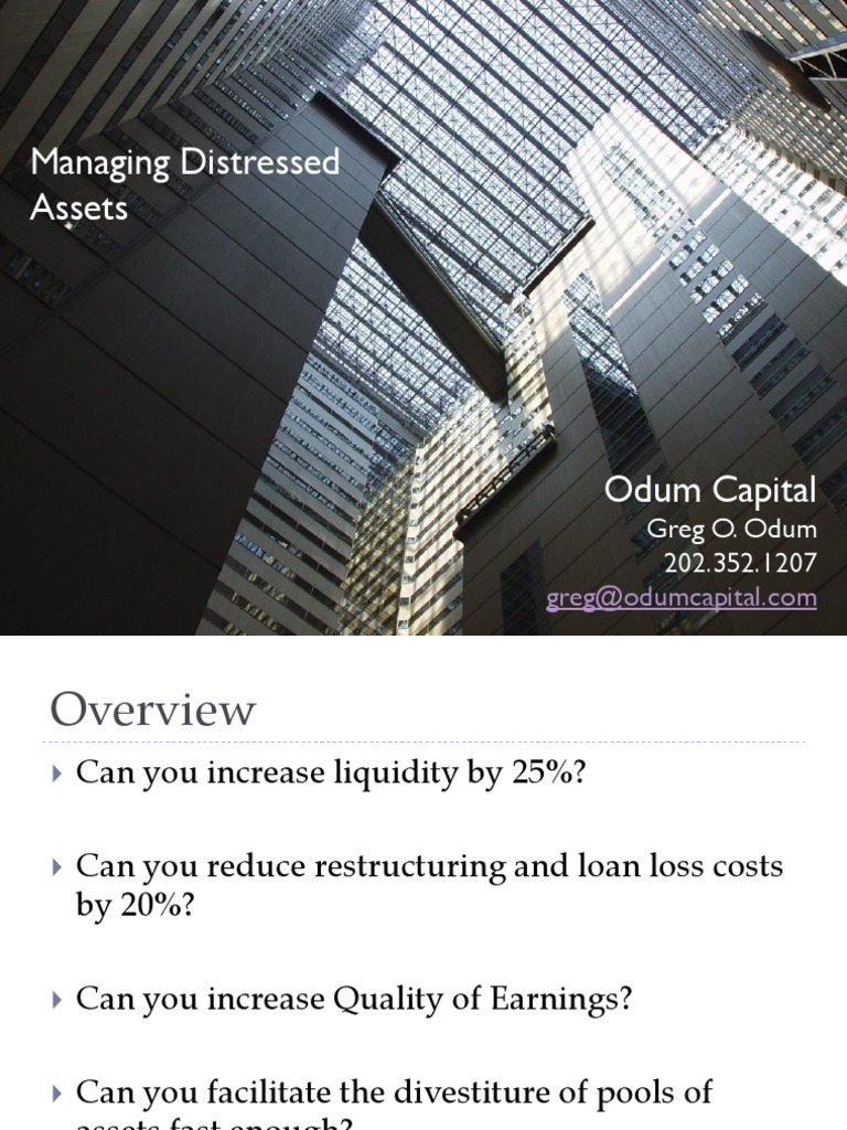Managing Distressed Assets | PDF | Debt | Market Liquidity