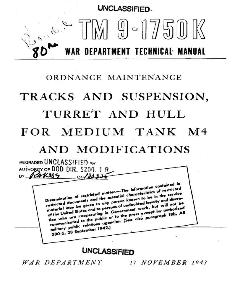TM 9-1750K Tracks and Suspension, Turret and Hull For Medium Tank M4 ...