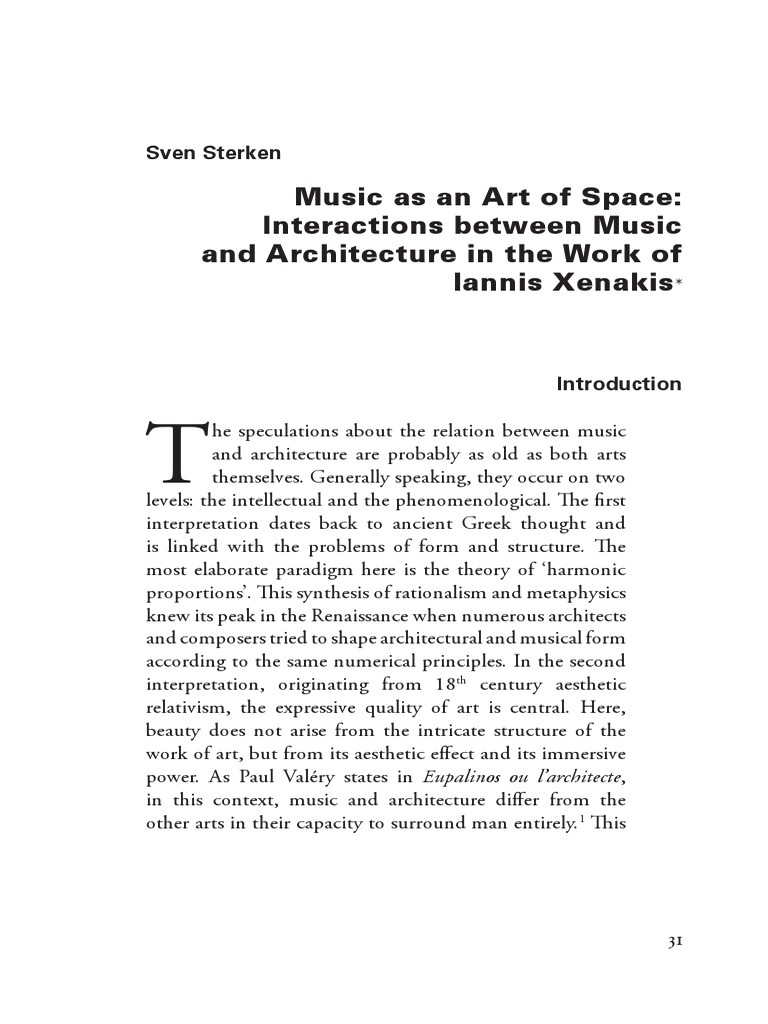 Music and Architecture in Xenakis' Work | PDF | Sound | Science