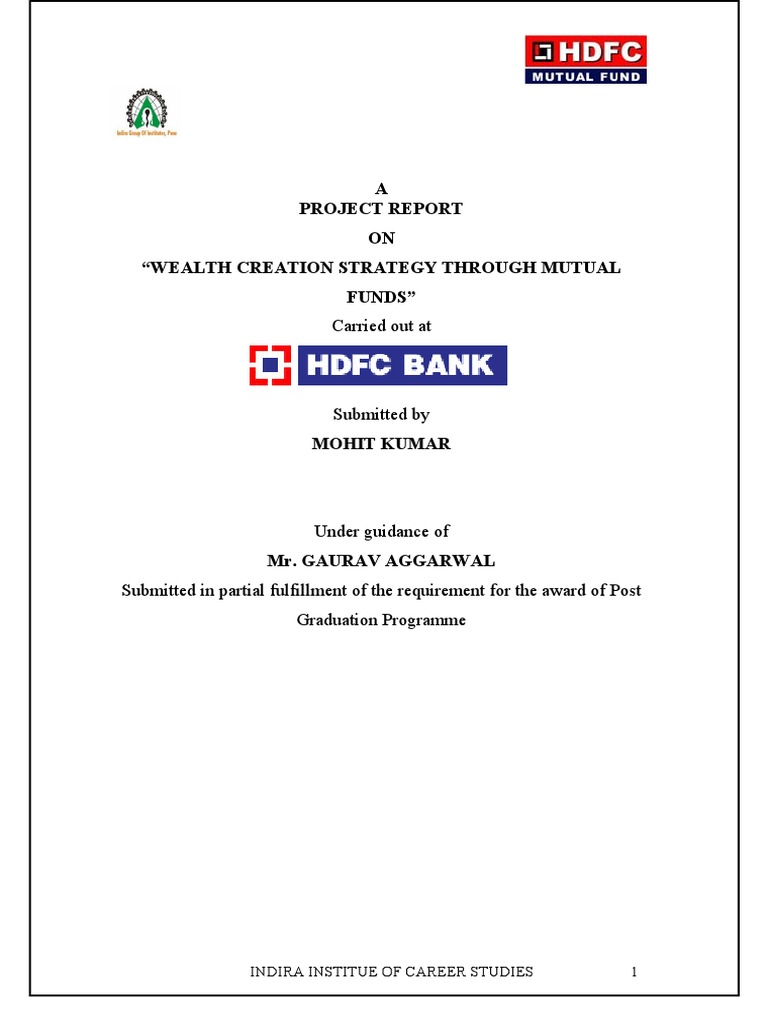 HDFC Project Report by Sumit Ray | PDF | Mutual Funds | Closed End Fund