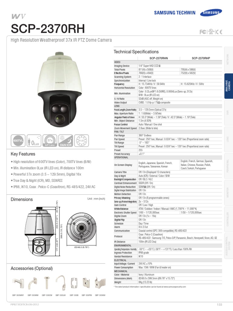 SCP 2370RH | PDF | Zoom Lens | Optical Resolution