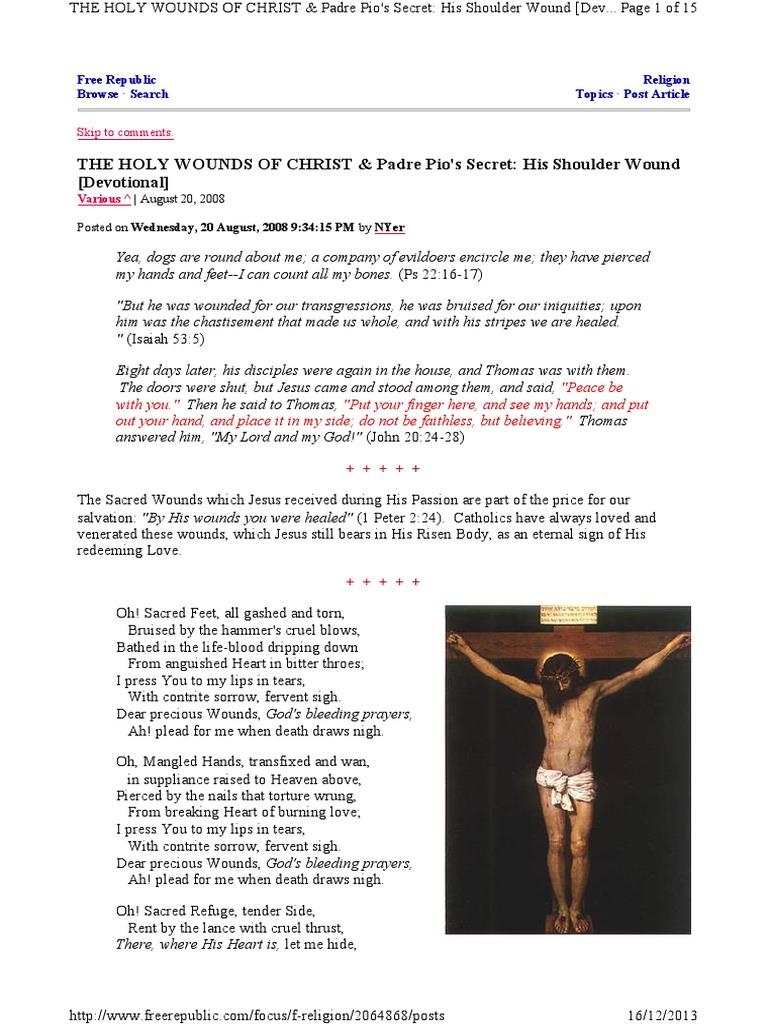 The Holy Wounds of Christ | PDF | Sin | Mercy