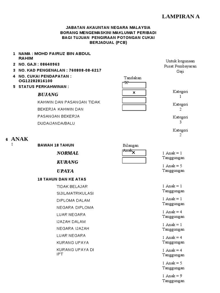 Borang Lampiran A Borang Kemaskini Maklumat Peribadi PCB | PDF Borang Lampiran A Borang Kemaskini Maklumat Peribadi PCB | PDF