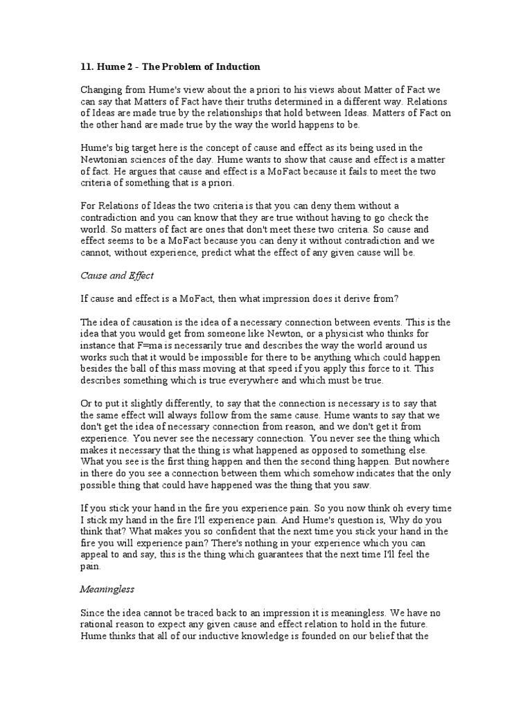 Hume 2 - The Problem of Induction | PDF | Causality | David Hume