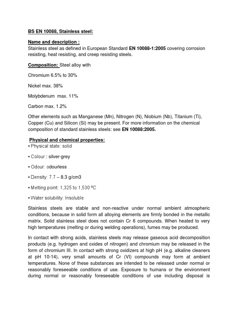 Overview of BS EN 10088 Standards | PDF