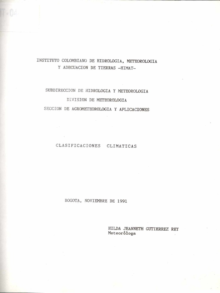 Clasificaciones Climaticas - Himat 1991 | PDF | Evapotranspiración | Clima