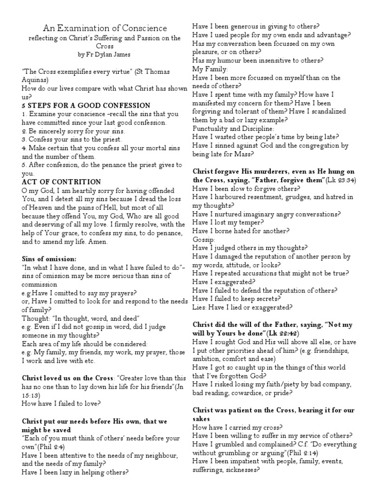 An Examination of Conscience | PDF | Confession (Religion) | Penance