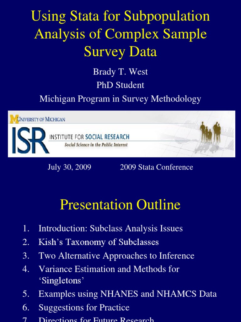 Analyzing Subpopulations in Complex Survey Data | PDF | Sampling (Statistics) | Survey Methodology