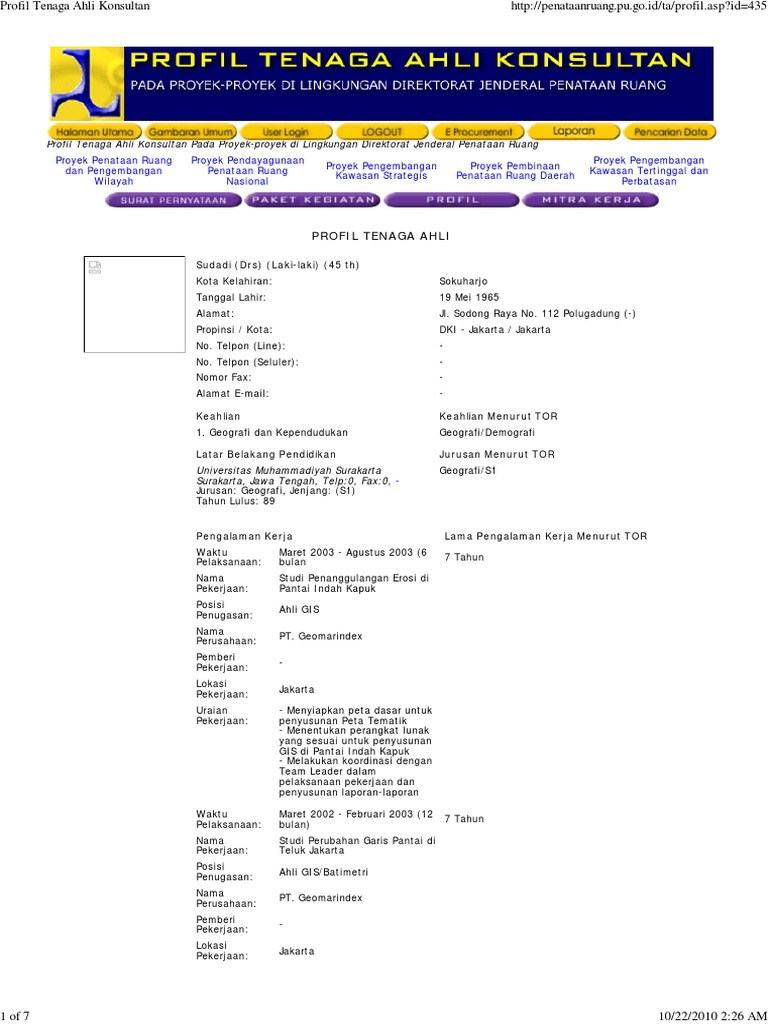 Profil Tenaga Ahli Konsultan | PDF