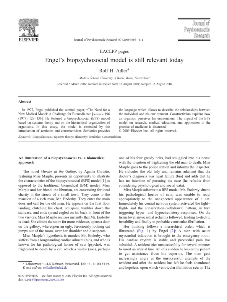 Engel's Biopsychosocial Model | Internal Medicine | Medical School