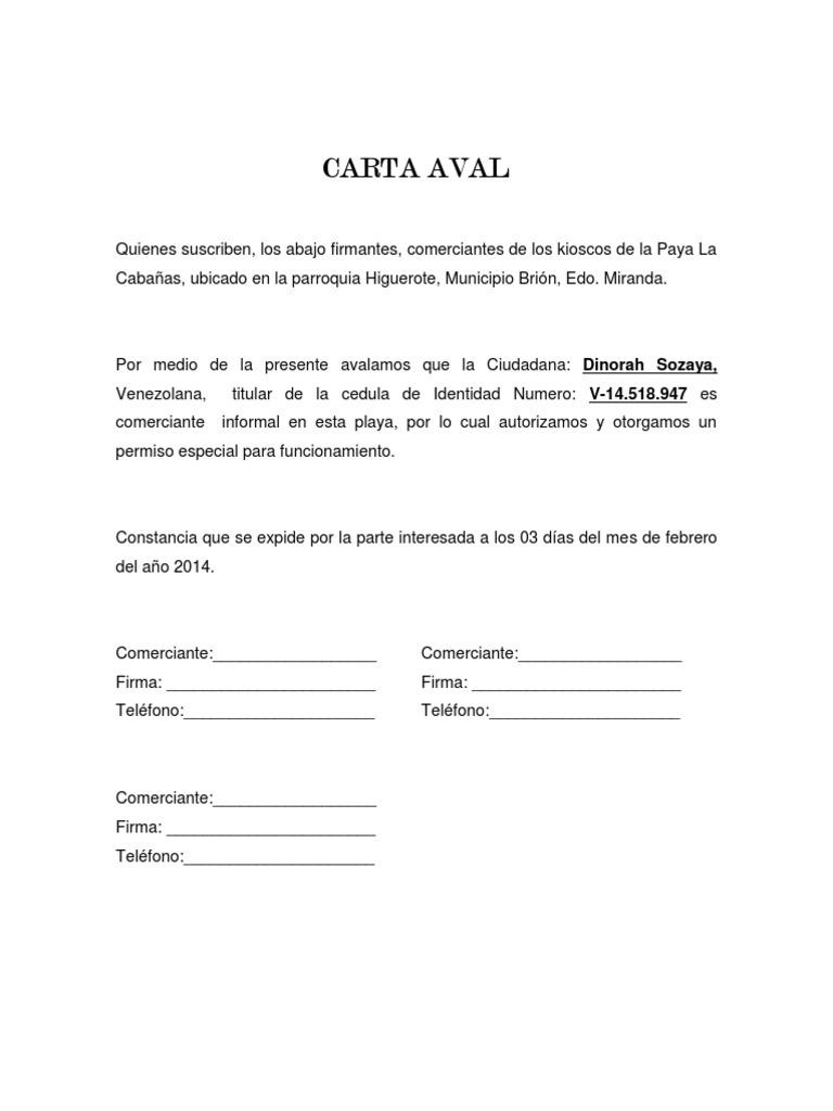Carta Aval | PDF