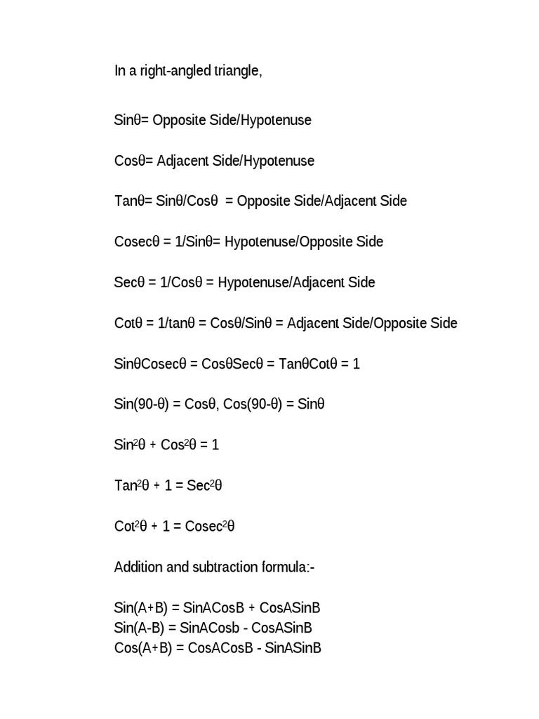 Trigno Metry Fundas | PDF | Trigonometric Functions | Sine