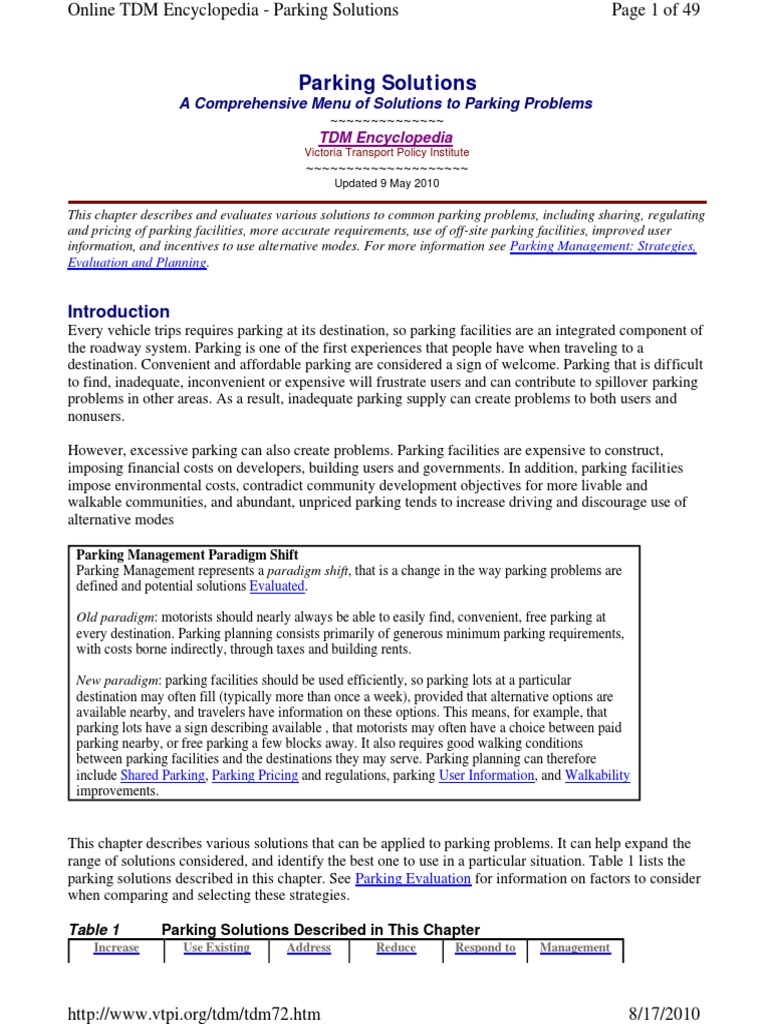 Comprehensive Parking Solutions Guide | PDF | Parking | Traffic