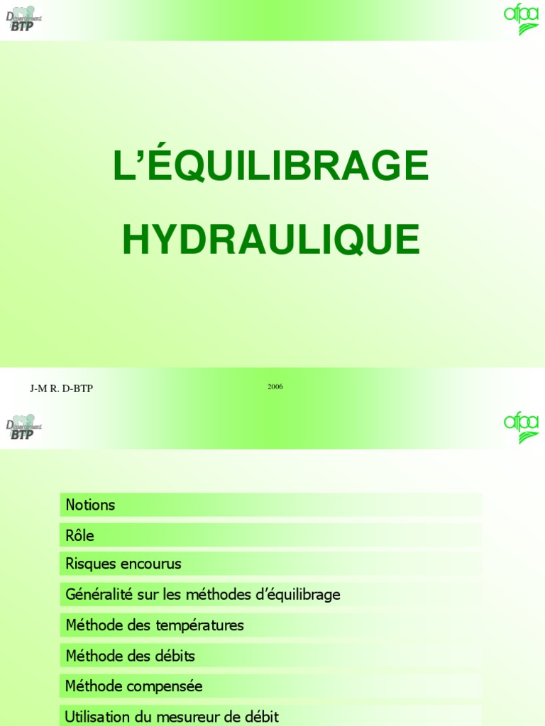 Equilibrage 20hydraulique | PDF | Irrigation | Puissance (physique)