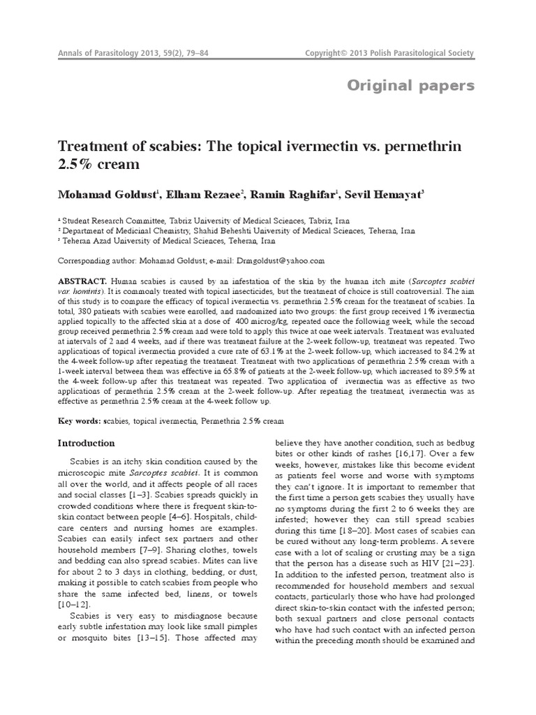 Treatment of Scabies | Pharmacology | Diseases And Disorders