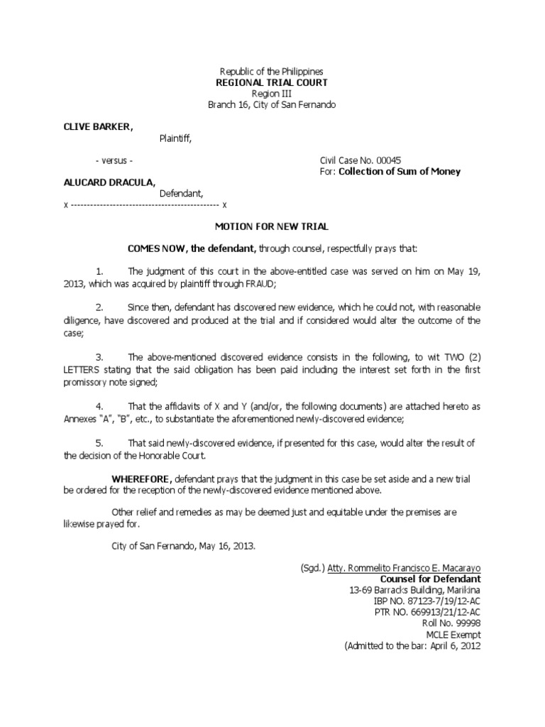 Motion For New Trial | PDF | Criminal Procedure In South Africa ...