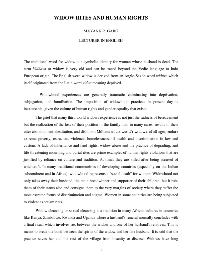 Challenging Harmful Widowhood Traditions Through Education and Human ...