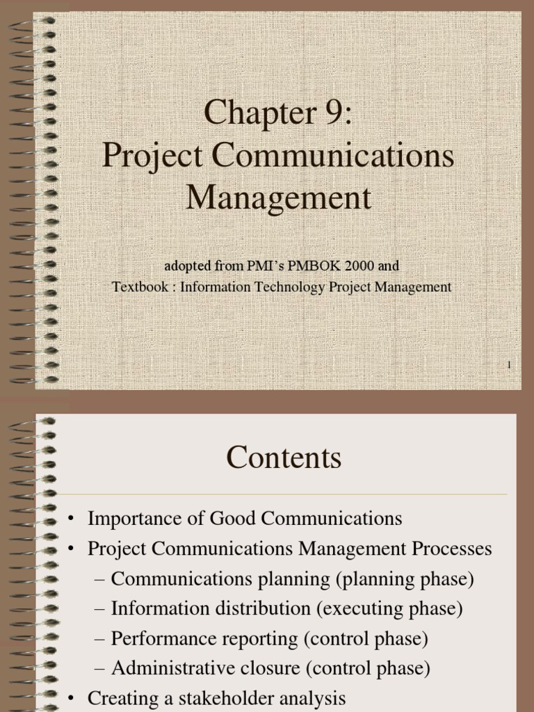 PMBOK Chapter 9 Communication | PDF