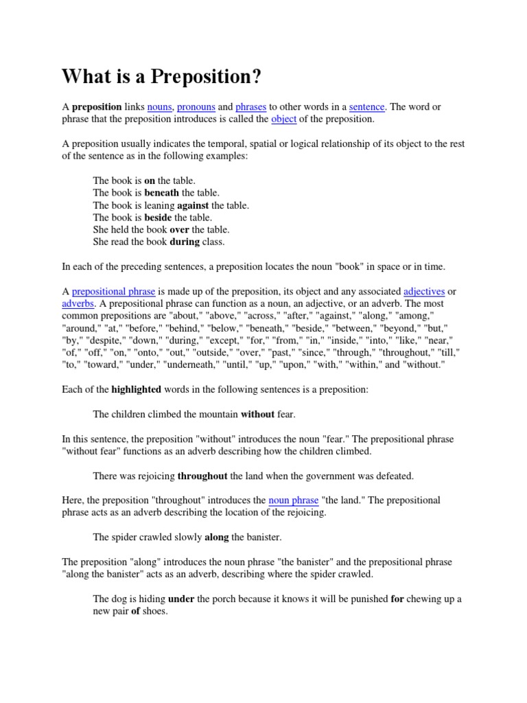 What is a Preposition | Preposition And Postposition | Adverb