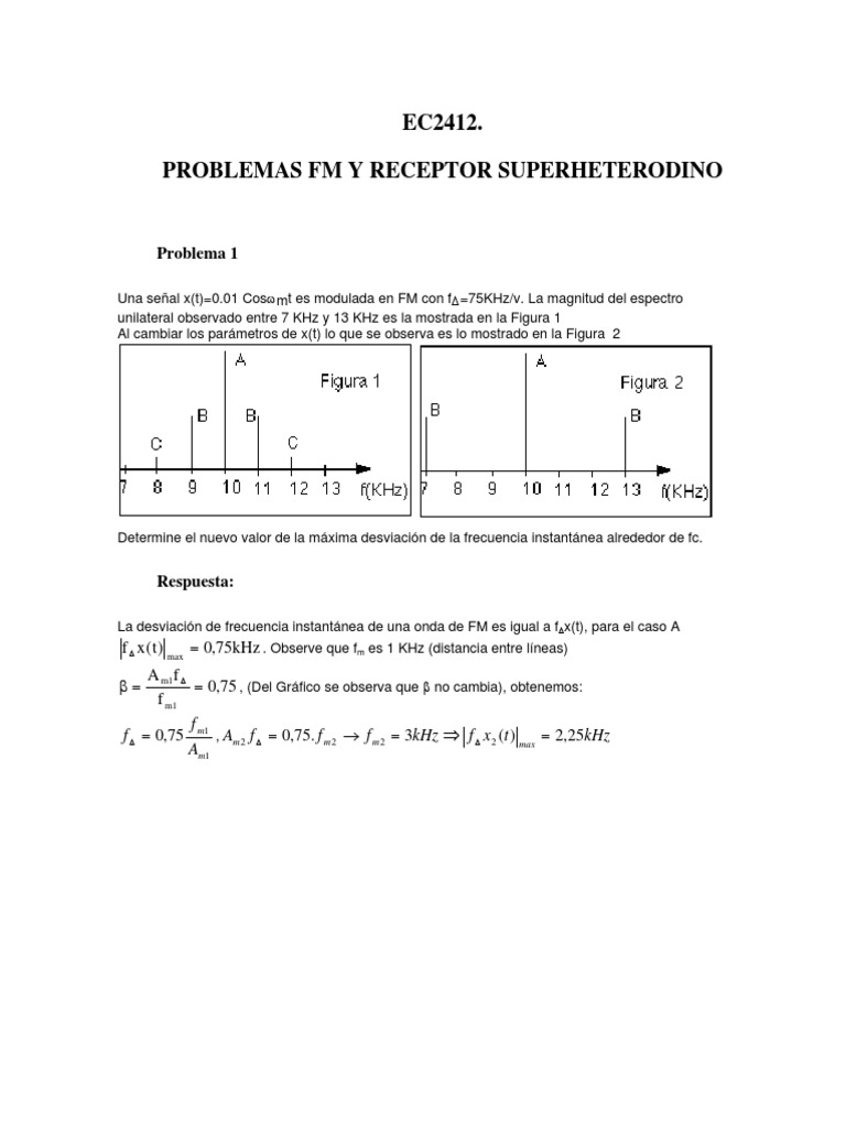 EC2412. Problemas FM Y Receptor Superheterodino: Problema 1 | PDF