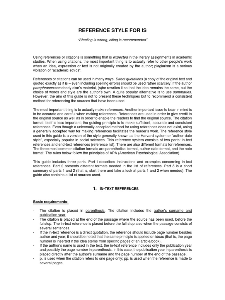 Reference Style For Is: "Stealing Is Wrong, Citing Is Recommended ...