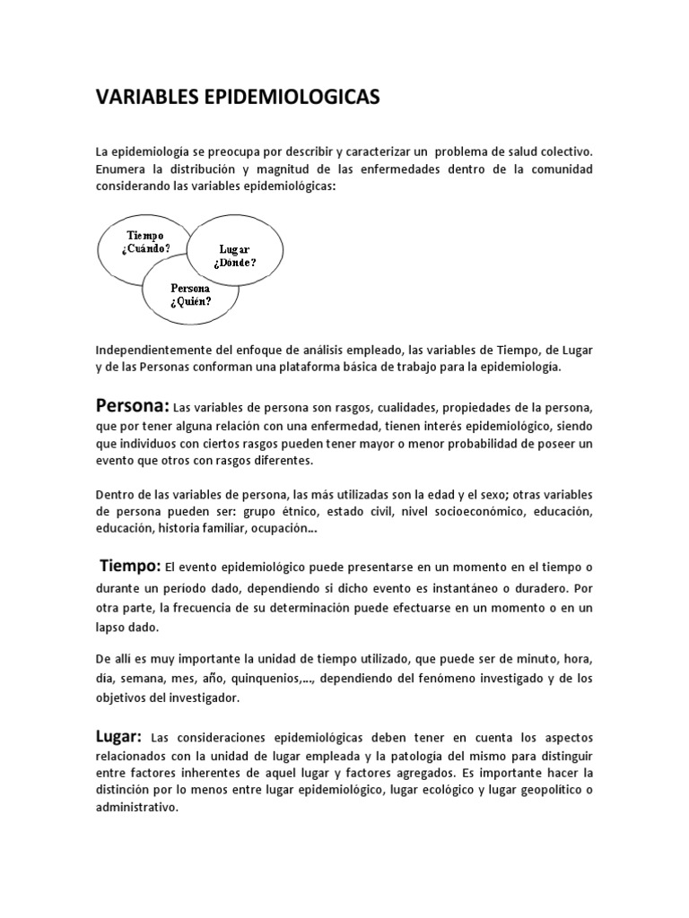 Variables Epidemiologicas Trabajo | PDF | Epidemiología | Método científico