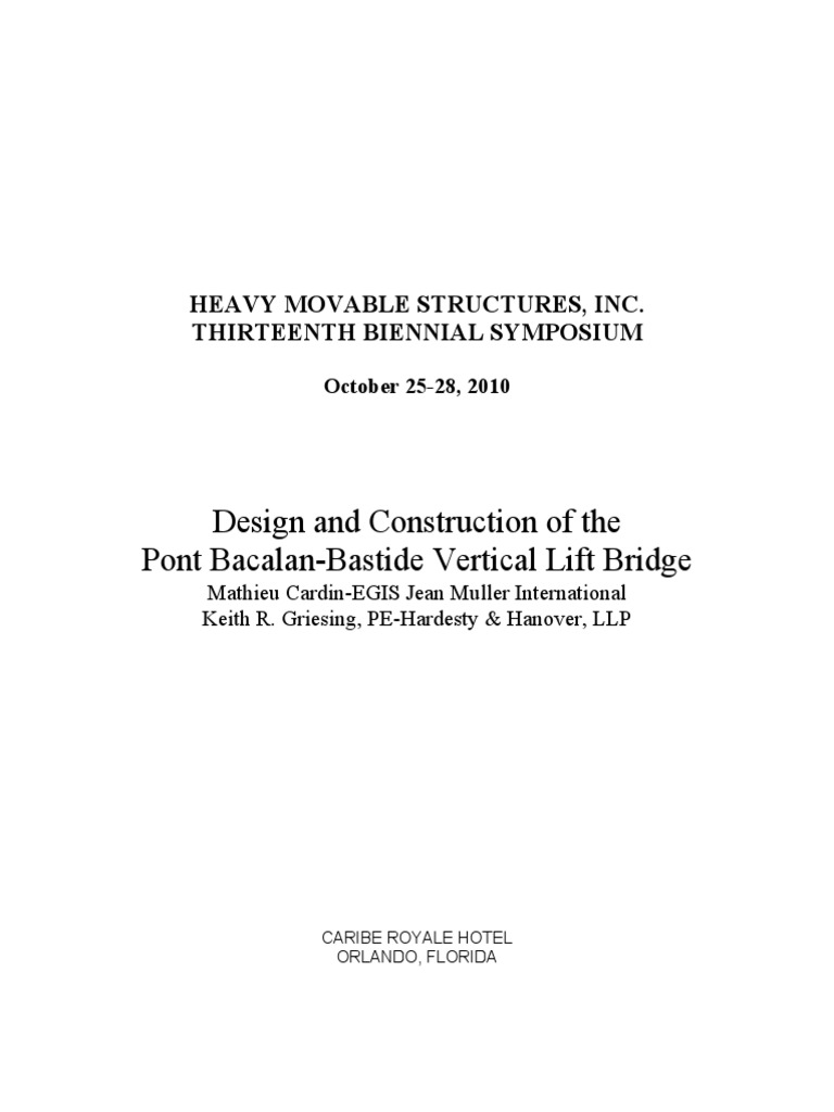 Pont Bacalan-Bastide Lift Bridge Design | PDF | Elevator | Structural Steel