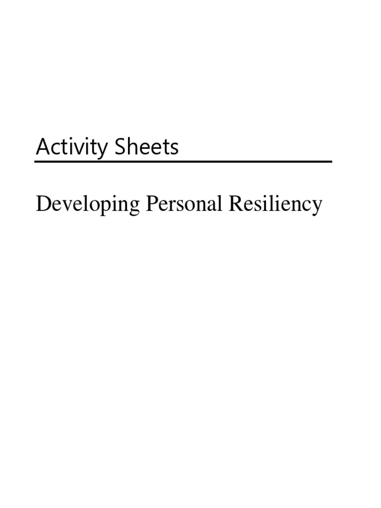 Developing Personal Resiliency Activity Sheets | PDF | Empathy | Self Control