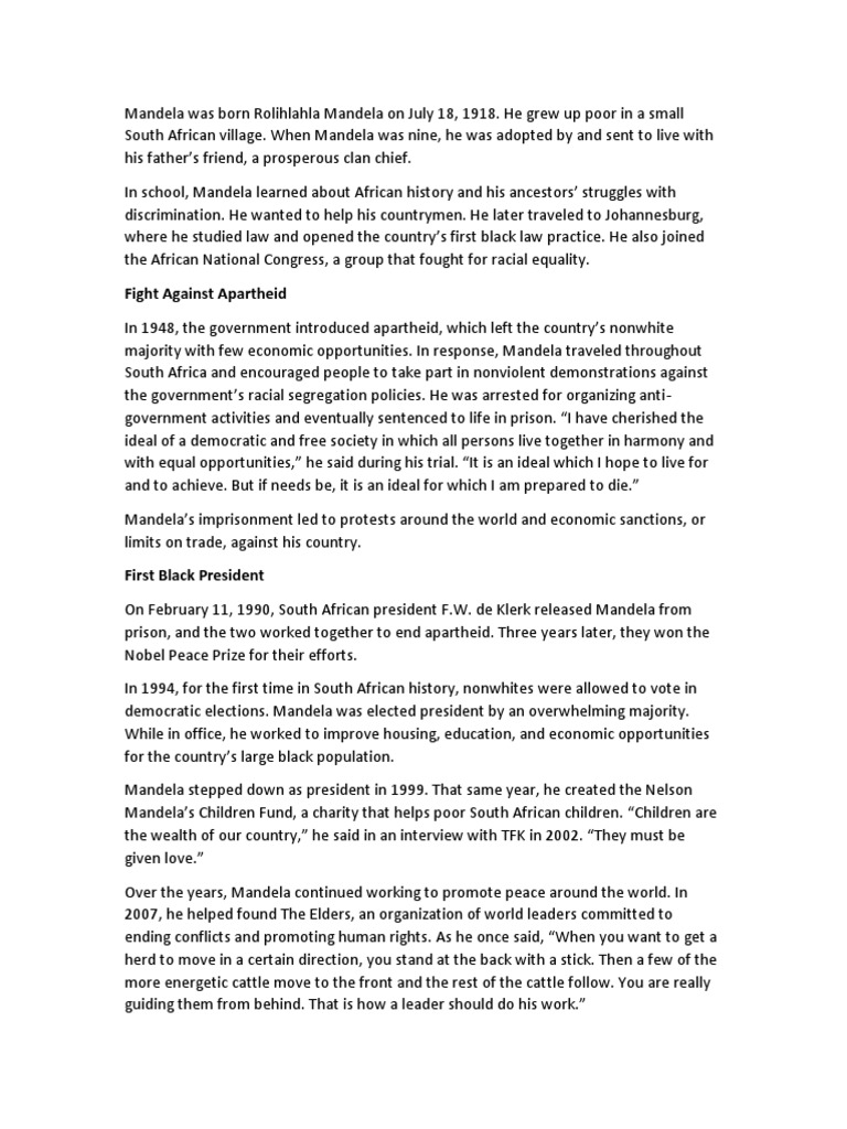 Fight Against Apartheid | PDF | Nelson Mandela | Apartheid