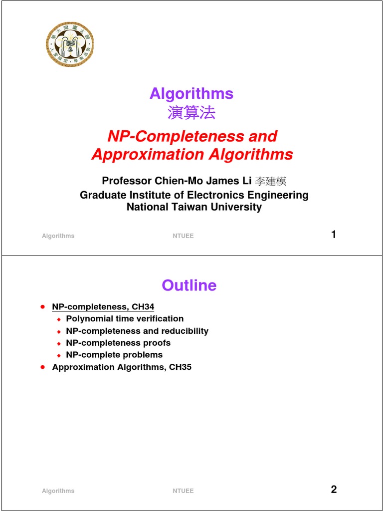 An Introduction To Np Completeness And Approximation Algorithms Pdf Time Complexity