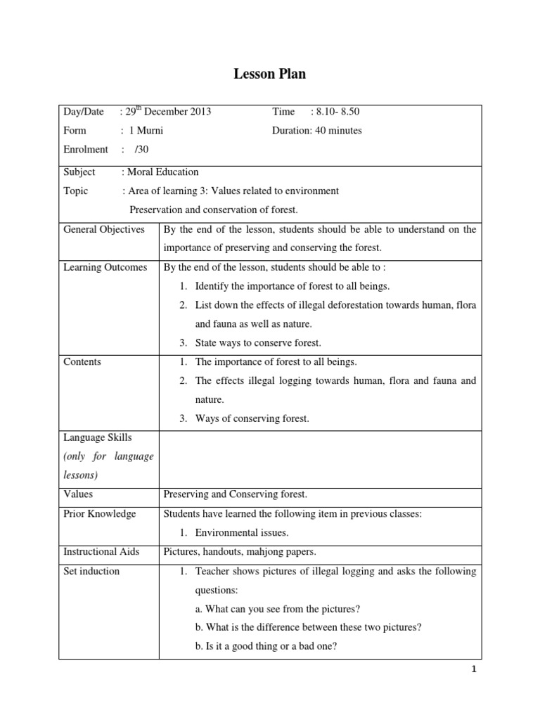 Lesson Plan For Moral Education | PDF | Lesson Plan | Cognitive Science