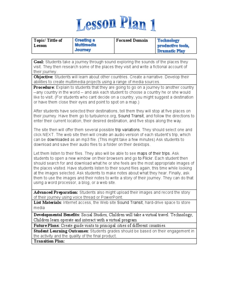Virtual Sound Journey Lesson Plan | PDF | Wright Brothers | Bears