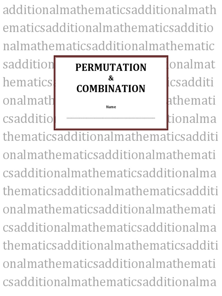 Permutation And Combination Pdf Permutation Teaching Mathematics
