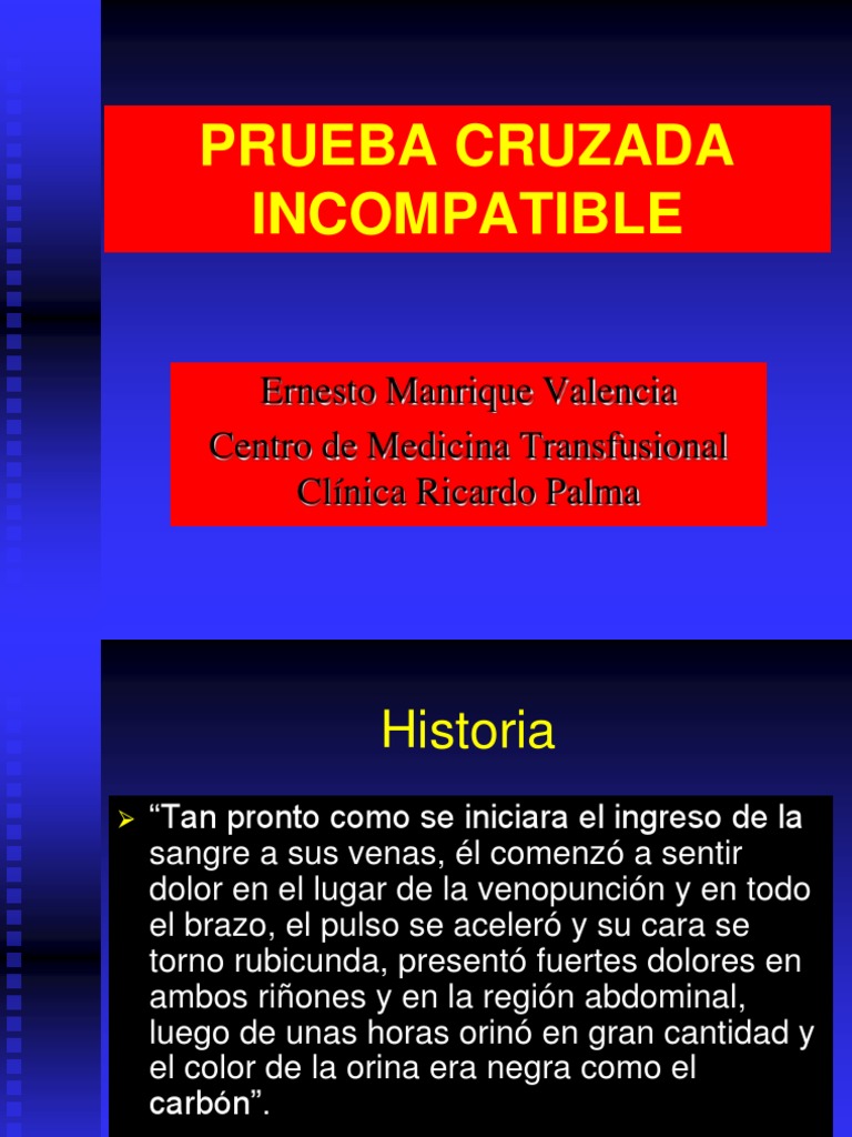 Prueba Cruzada Incompatible | PDF | Tipo de sangre | Transfusión de sangre