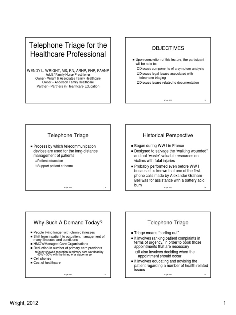 Telephone Triage Healthcare Professional | PDF | Emergency Department ...