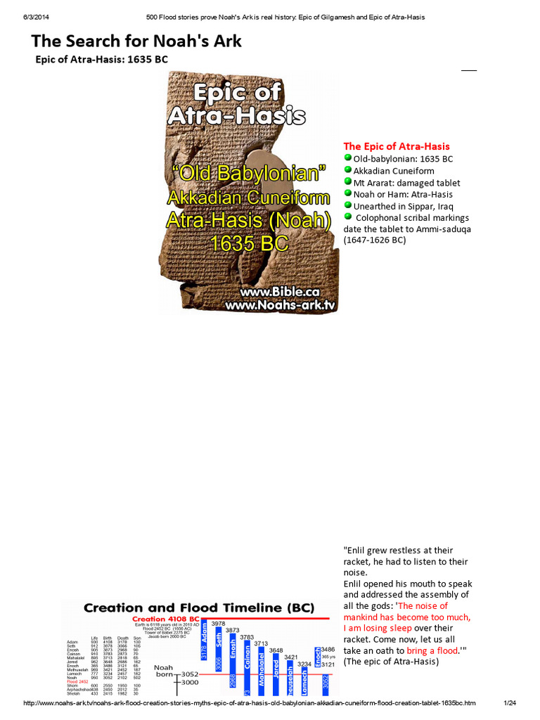 500 Flood Stories Prove Noah's Ark Is Real History - Epic of Gilgamesh ...