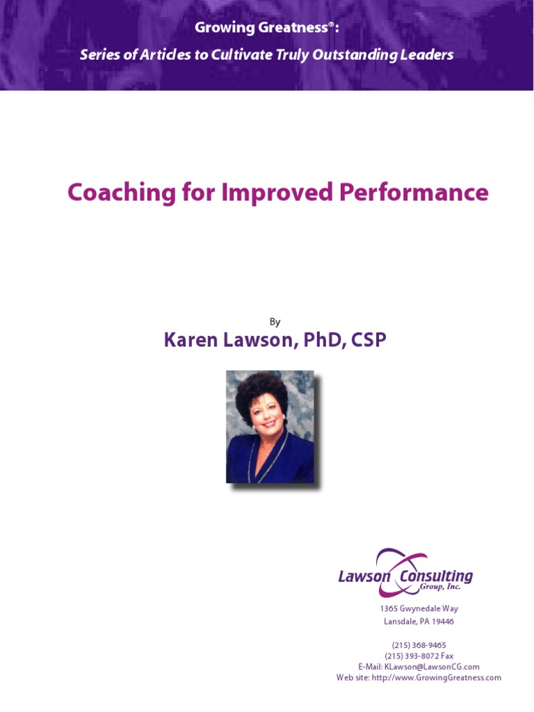 Coaching For Improved Performance - pdf0 | PDF | Reinforcement | Employment