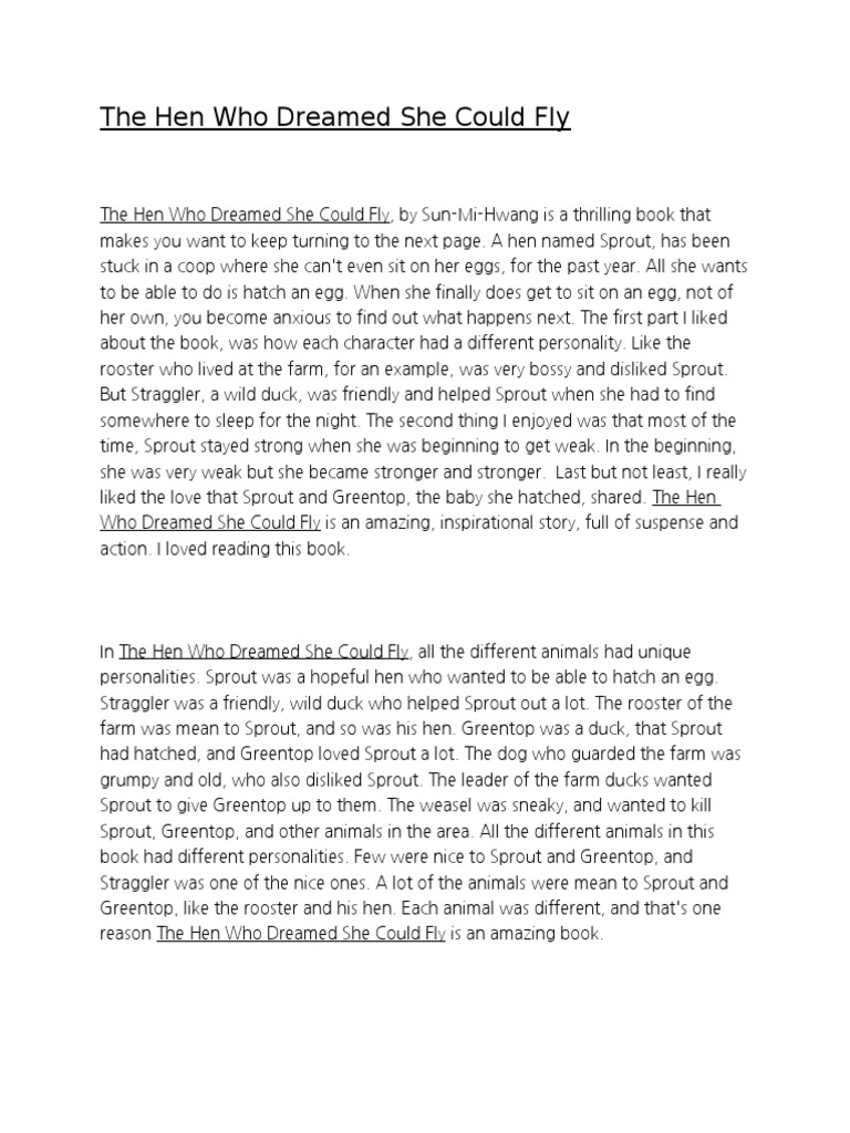 The Hen Who Dreamed She Could Fly | PDF | Chicken | Poultry