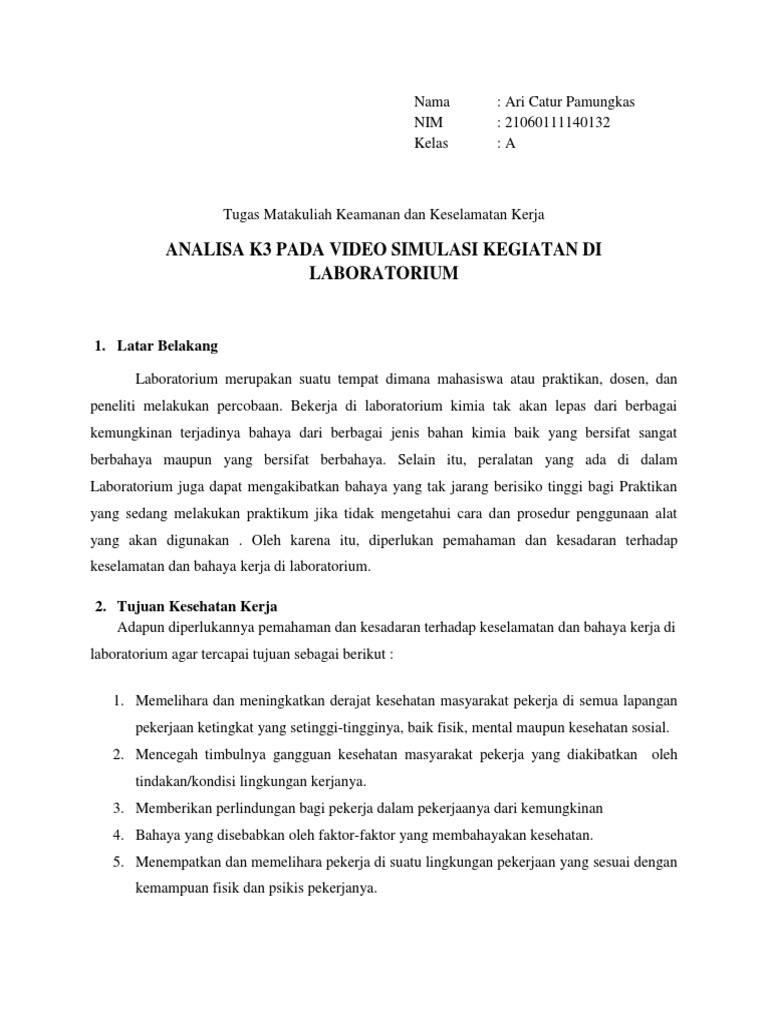 Analisa K3 di Laboratorium | PDF