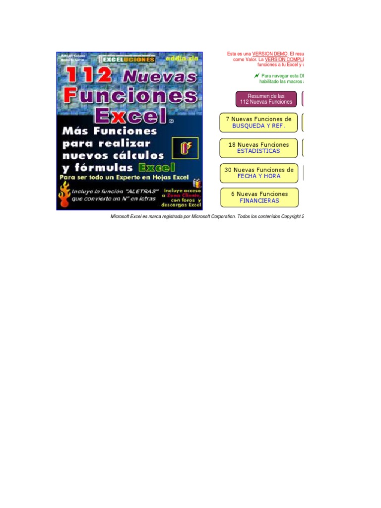 112 Nuevas Funciones Demo | PDF | Calendario | Microsoft Excel