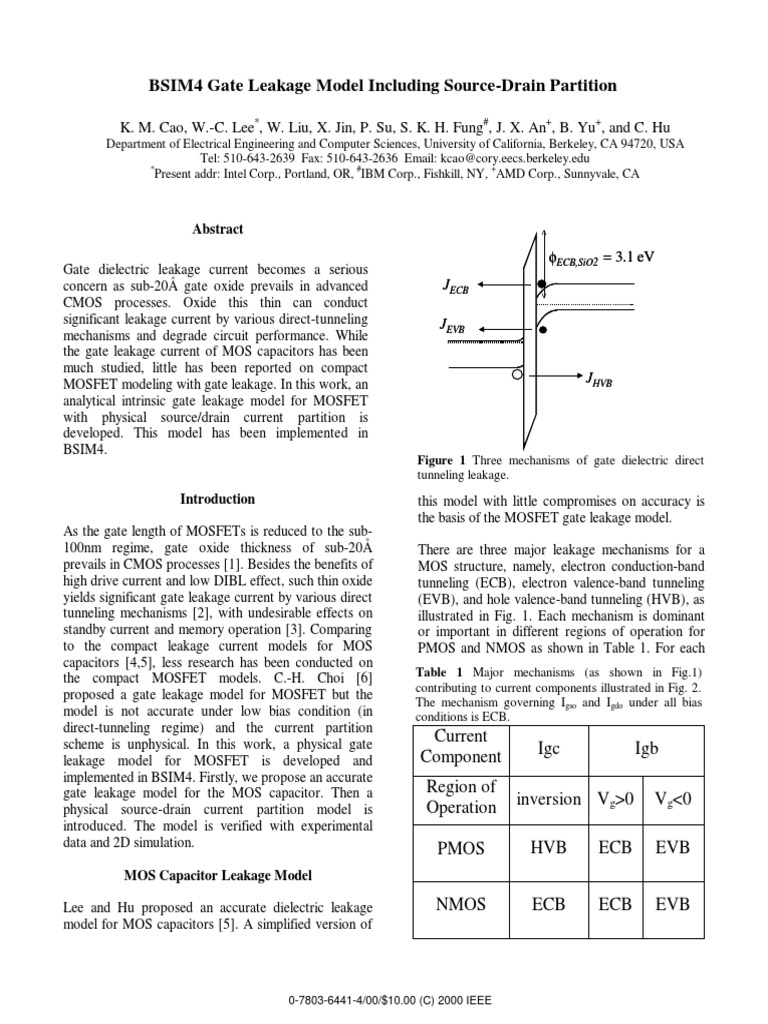 Gate Leakage | PDF | Mosfet | Electronics