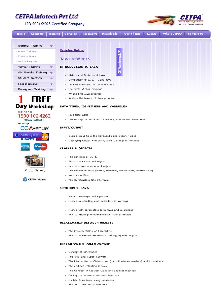 Java 6-Weeks: Register Online | PDF | Java Servlet | Java (Programming ...