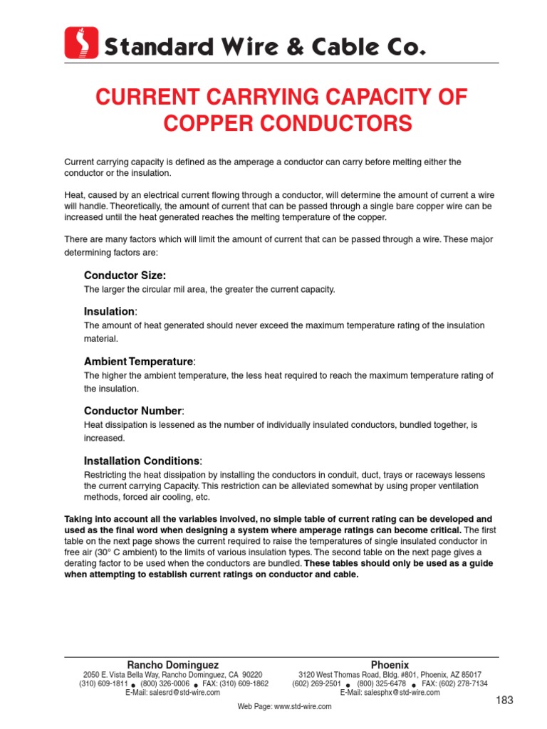 Copper Wire Current Carrying Capacity Guide | PDF | Electrical ...