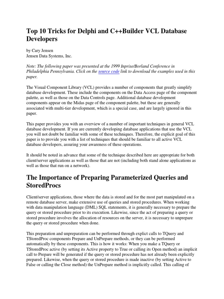 Top 10 Tricks For Delphi | PDF | Database Index | Databases
